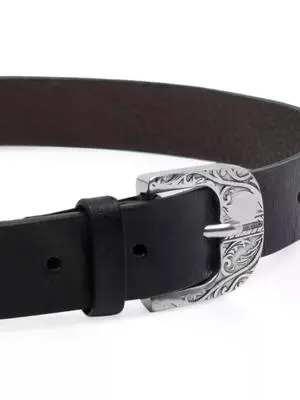 Orciani Engraved-buckle Leather Belt