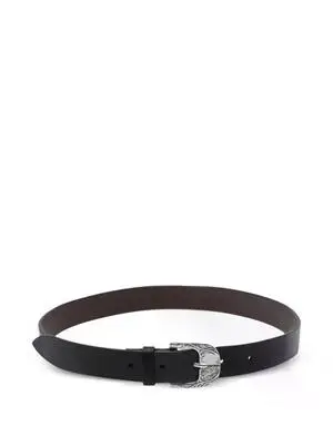 Orciani Engraved-buckle Leather Belt - Black