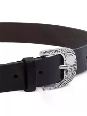 Orciani Engraved-buckle Leather Belt