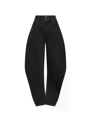 ROTATE BY BIRGER CHRISTENSEN Draped Barrel-leg Jeans Denim