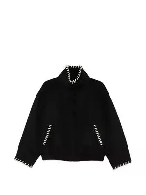 Sandro Whipstitch-trim High-neck Jacket