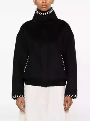 Sandro Whipstitch-trim High-neck Jacket