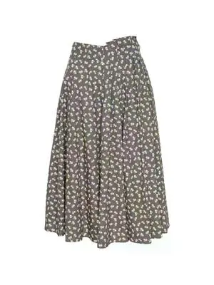 MSGM Floral-print Pleated Skirt - Grey