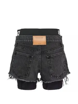 Alexander Wang Logo-waistband Layered Denim Shorts - Black
