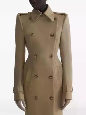 MUGLER Long Double-breasted Hourglass Trench Coat