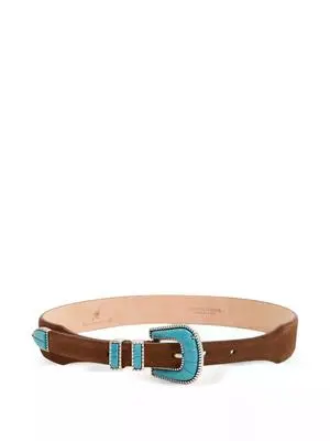 SILVER OSTRICH Leather Belt