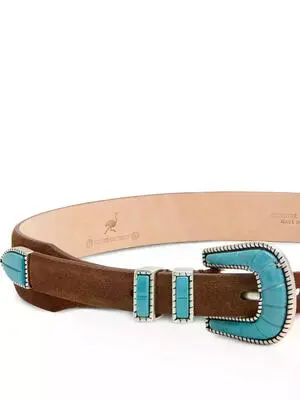 SILVER OSTRICH Leather Belt