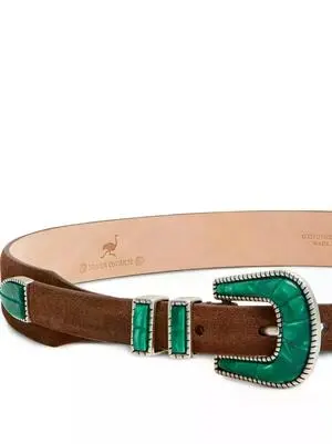 SILVER OSTRICH Leather Belt