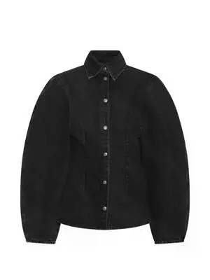 ROTATE BY BIRGER CHRISTENSEN Fitted Denim Shirt - Black