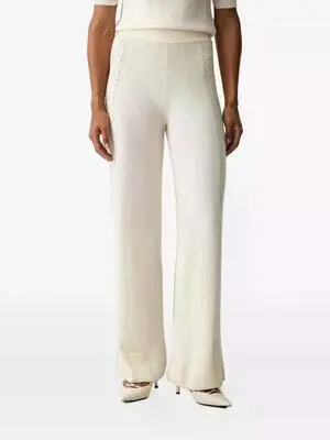 Ermanno Scervino Pointelle-knit Wide-leg Trousers - Neutrals
