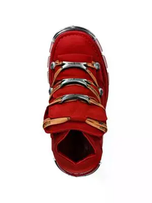 NEW ROCK Panelled Platform Boots - Red