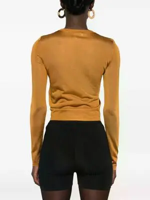 Saint Laurent Logo-plaque Long-sleeves T-shirt - Brown