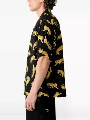 WACKO MARIA Tiger-print Short-sleeve Shirt - Black