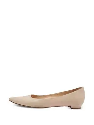 Manolo Blahnik Bb Pointed-toe Leather Flats - Neutrals
