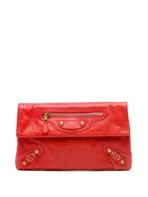 Balenciaga Lambskin Motocross Giant 12 Envelope Clutch Bag - Red