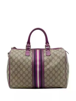 Gucci Gg Supreme Joy Web Boston Bag - Neutrals