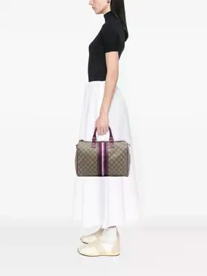 Gucci Gg Supreme Joy Web Boston Bag - Neutrals