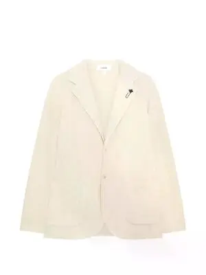 LARDINI Ribbed-knit Single-breasted Blazer - Neutrals