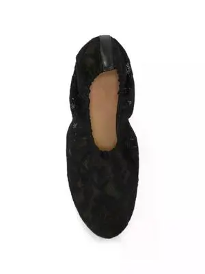 ODISSI Aicha Lace-overlay Elasticated Ballet Flats