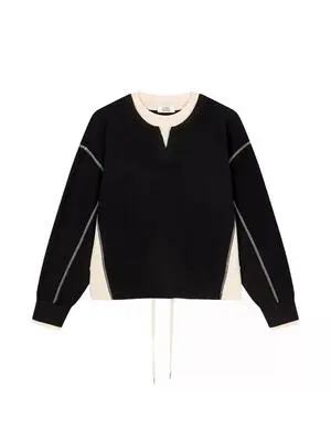 STUDIO TOMBOY Layered-style Drawstring Sweatshirt - Black
