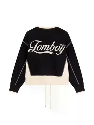 STUDIO TOMBOY Layered-style Drawstring Sweatshirt - Black