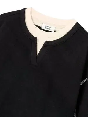 STUDIO TOMBOY Layered-style Drawstring Sweatshirt - Black