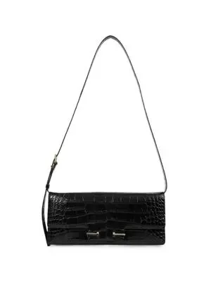 TOM FORD Aube Crocodile-effect Leather Shoulder Bag - Black