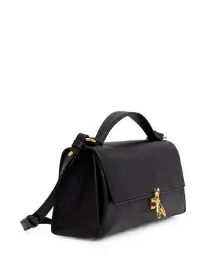 Patrizia Pepe Fly Pebbled-leather Shoulder Bag - Black
