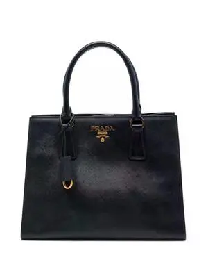 Prada Saffiano Lux Open Convertible Tote Satchel - Black