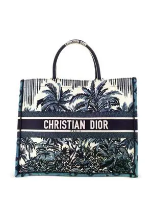 DIOR Christian Dior Embroidered Canvas Large Tote Bag