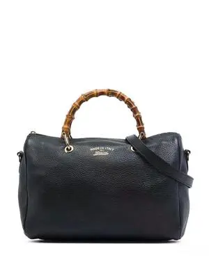 Gucci Medium Calfskin Bamboo Shopper Boston Bag Satchel - Black