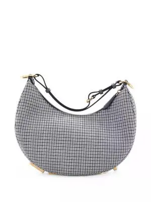 Fendi Houndstooth Wool Small Hobo Bag - Grey