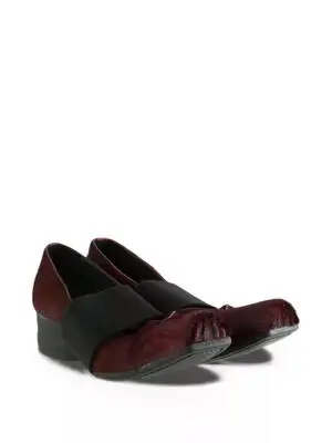 UMA WANG Elasticated Pony-hair Pumps - Red