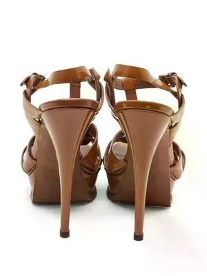 Saint Laurent Tribute Platform Sandals - Brown