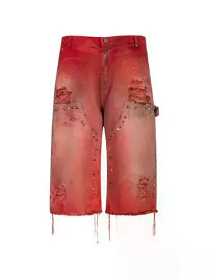 SATOSHI NAKAMOTO Danny's Carpenter Distressed Shorts - Red