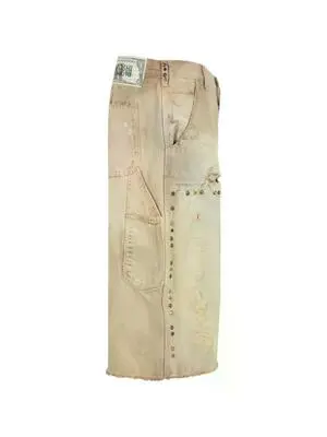 SATOSHI NAKAMOTO Danny's Carpenter Distressed Studded Shorts