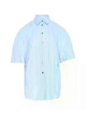ENFOLD Striped 3d Short-sleeve Shirt - Blue