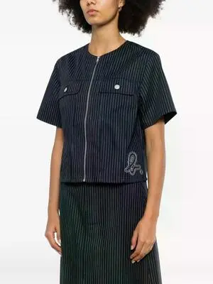 AGNES B. Logo-embroidered Striped Shirt