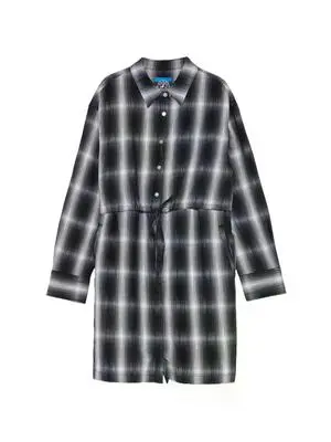 AGNES B. Logo-patch Plaid Shirt Dress - Black