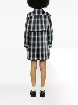 AGNES B. Logo-patch Plaid Shirt Dress