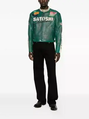 SATOSHI NAKAMOTO Patch-detail Leather Jacket