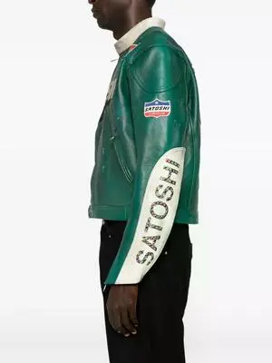 SATOSHI NAKAMOTO Patch-detail Leather Jacket