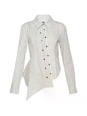 Andersson Bell Asymmetric Studded Stripe Shirt - White