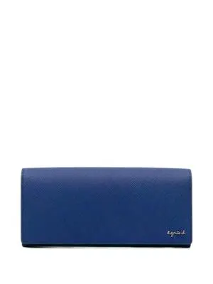 AGNES B. Leather Long Wallet - Blue