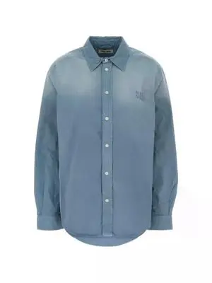 Miu Miu Logo-embroidered Cotton-twill Shirt - Blue