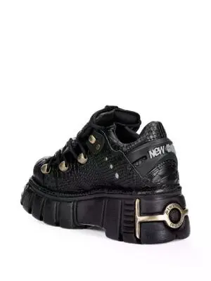 NEW ROCK Crocodile-effect Platform Derby Shoes