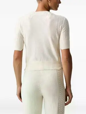 Ermanno Scervino Lace-trimmed Pointelle-knit Top