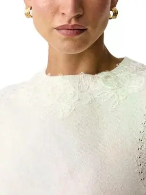 Ermanno Scervino Lace-trimmed Pointelle-knit Top