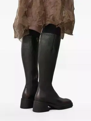 MIISTA Yumi Square-toe Leather Knee-high Boots