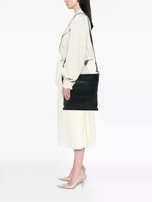 Bottega Veneta Intrecciato Nappa Flat Crossbody Messenger Bag - Black